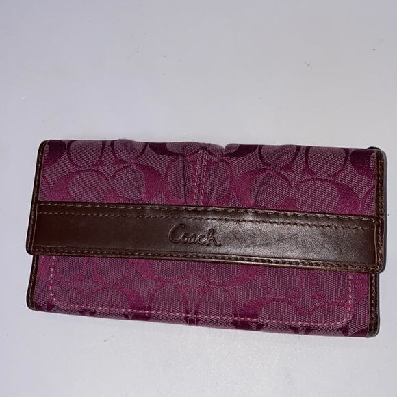 Coach | Bags | Coach C Logo Trifold Wallet Canvas Leather Ironic ...